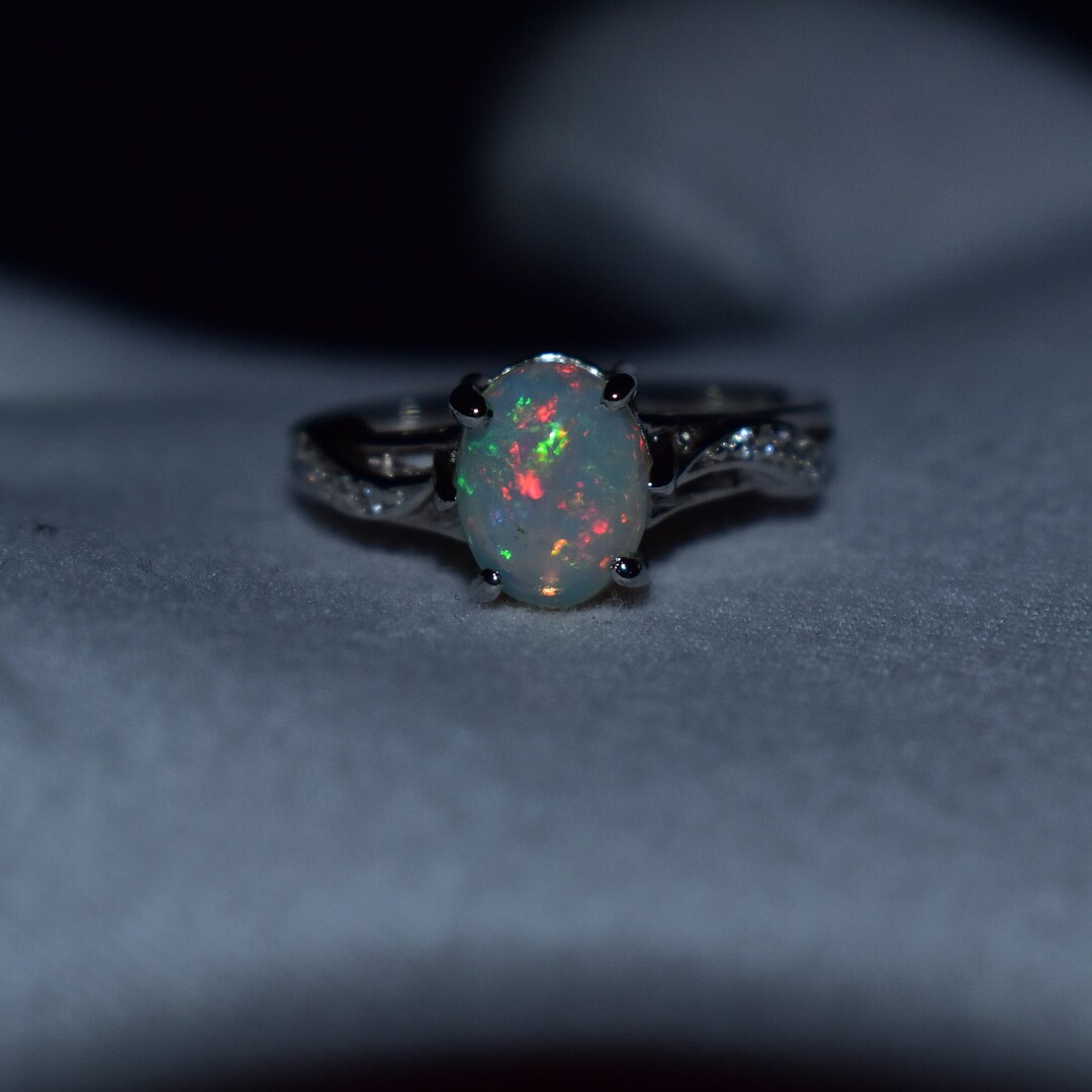 Genuine Opal Ring - Color Play Ethiopian Opal Ring - Handmade Ring for ...