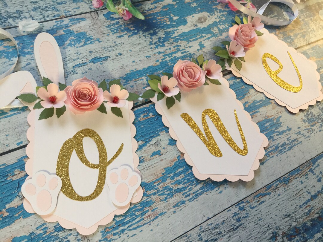 Pink 1st Birthday High Chair Banner, Some Bunny is ONE, Bunny High ...