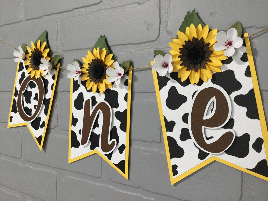 Cow Print Sunflower Decor,first Birthday, First Birthday Decorations ...