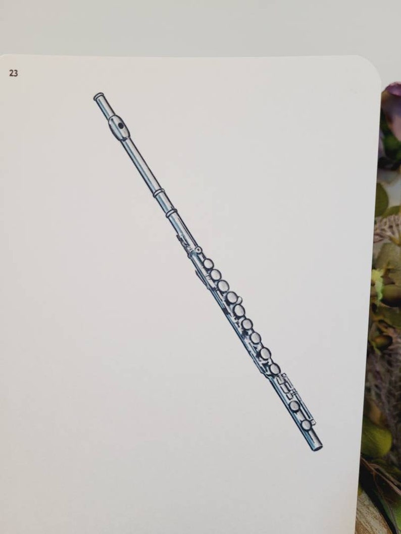 Vintage Flute Flash Card, Vintage Instrument, Antique Flashcards, Music ...