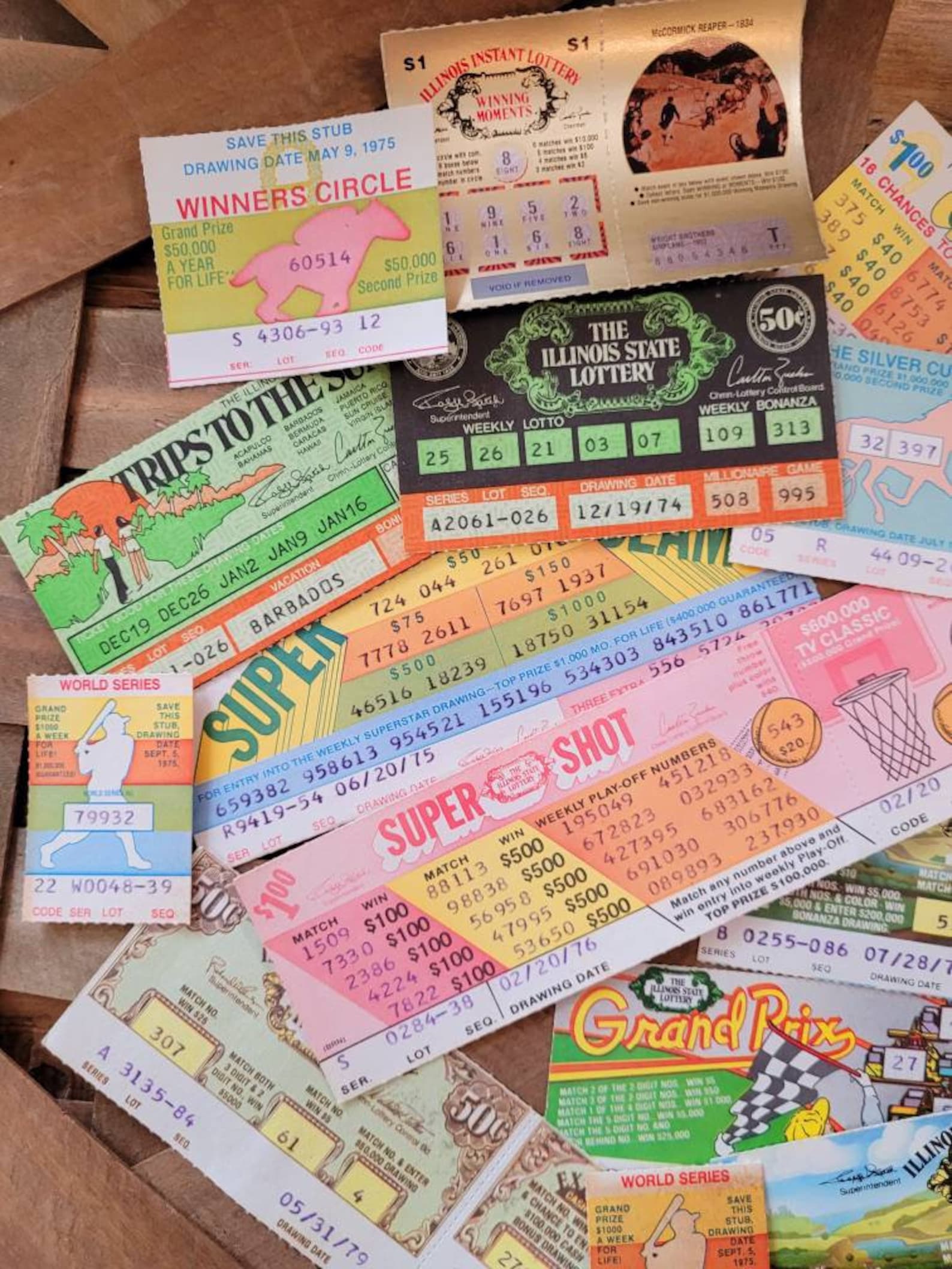 Vintage Lottery Tickets Cards, Mixed Media Assemblage, Altered Art ...