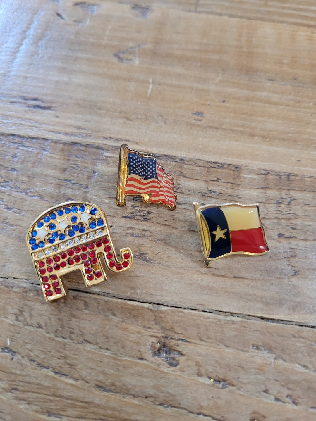 Set of 3 Vintage Pins, Texas Flag, American Flag, Texas Pins, Mixed ...