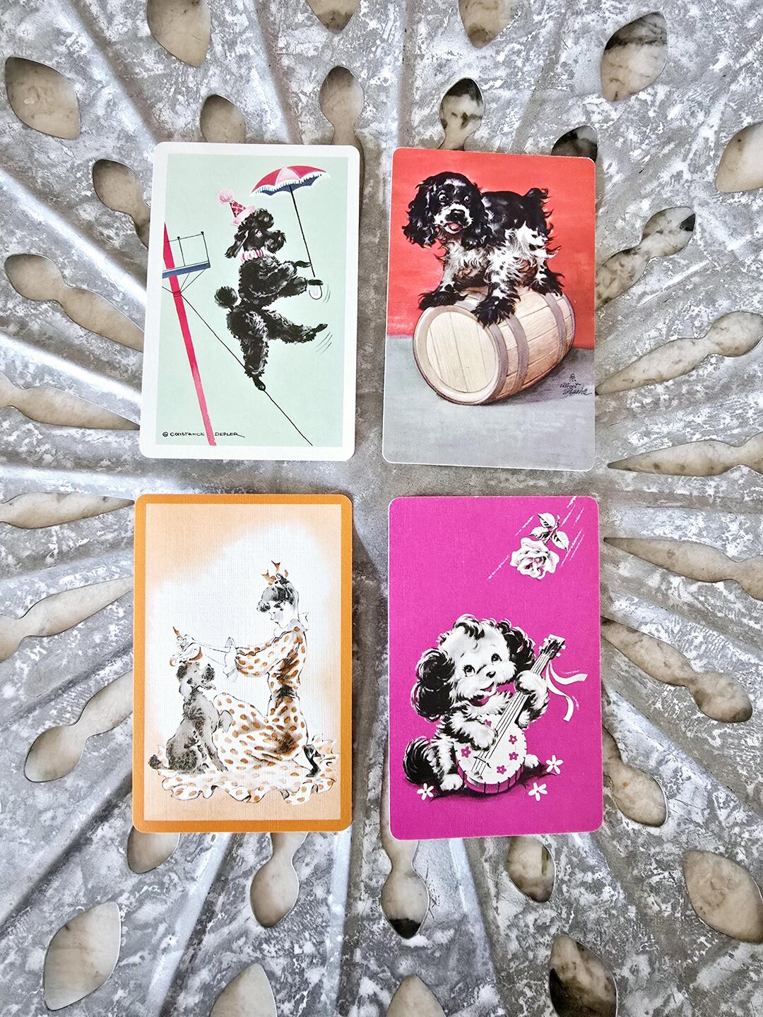 Vintage Puppy Dog Playing Card Set: Antique Ephemera for Junk Journals ...