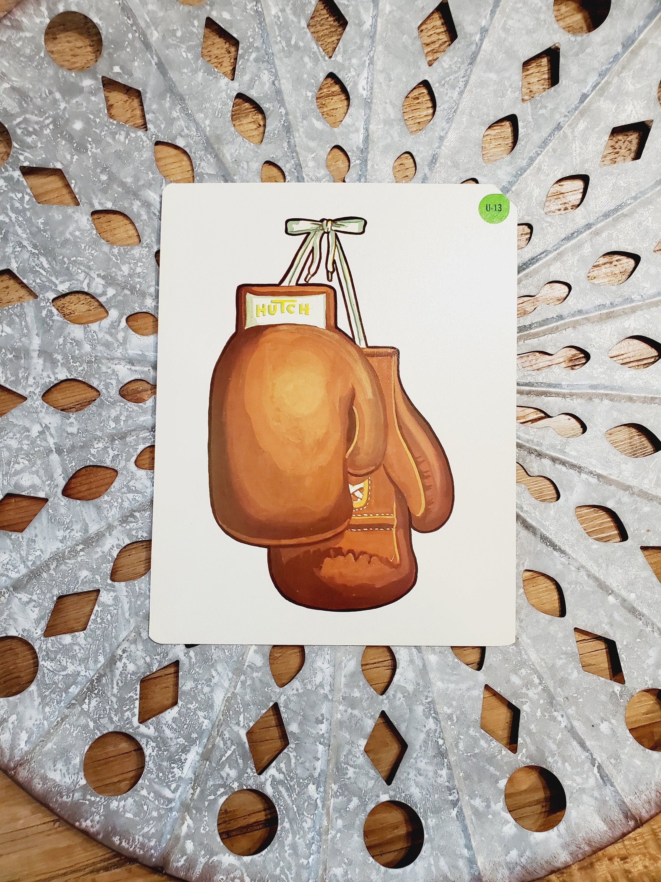 Vintage Boxing Gloves Flash Card, Antique Sports, Antique Flashcards ...