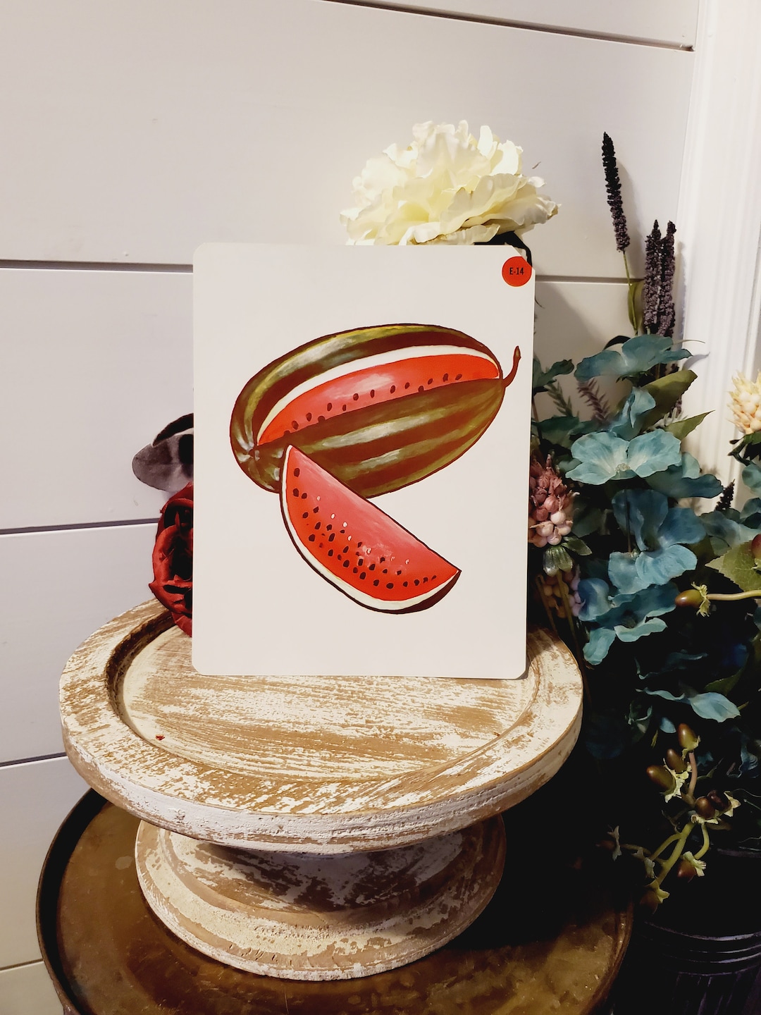 Vintage Watermelon Flash Card, Summer Decor, Antique Flashcards ...