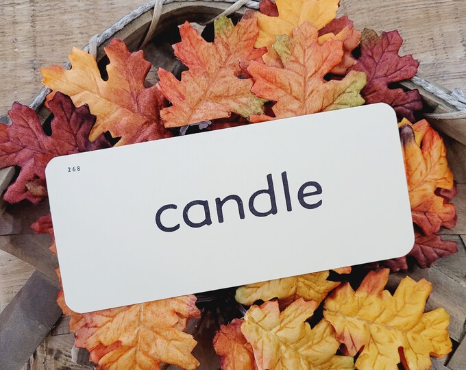 Vintage Candle Flash Card, Word Phonics Card, Antique Flashcards ...