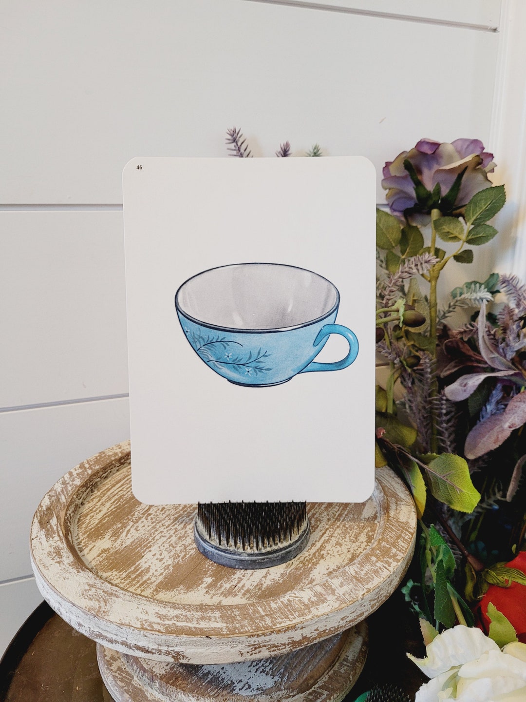 Vintage Teacup Flash Card, Tea Party Decor, Antique Flashcards, Vintage ...