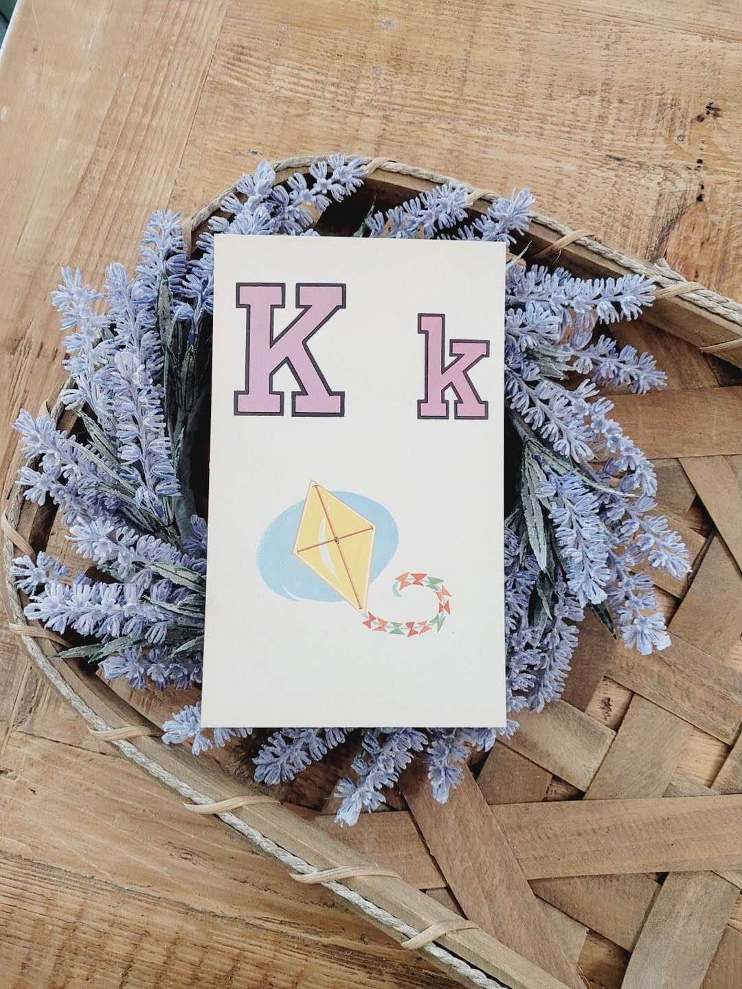 Vintage K Kite Flash Card, Antique Flashcards, Ephemera, Mixed Media ...