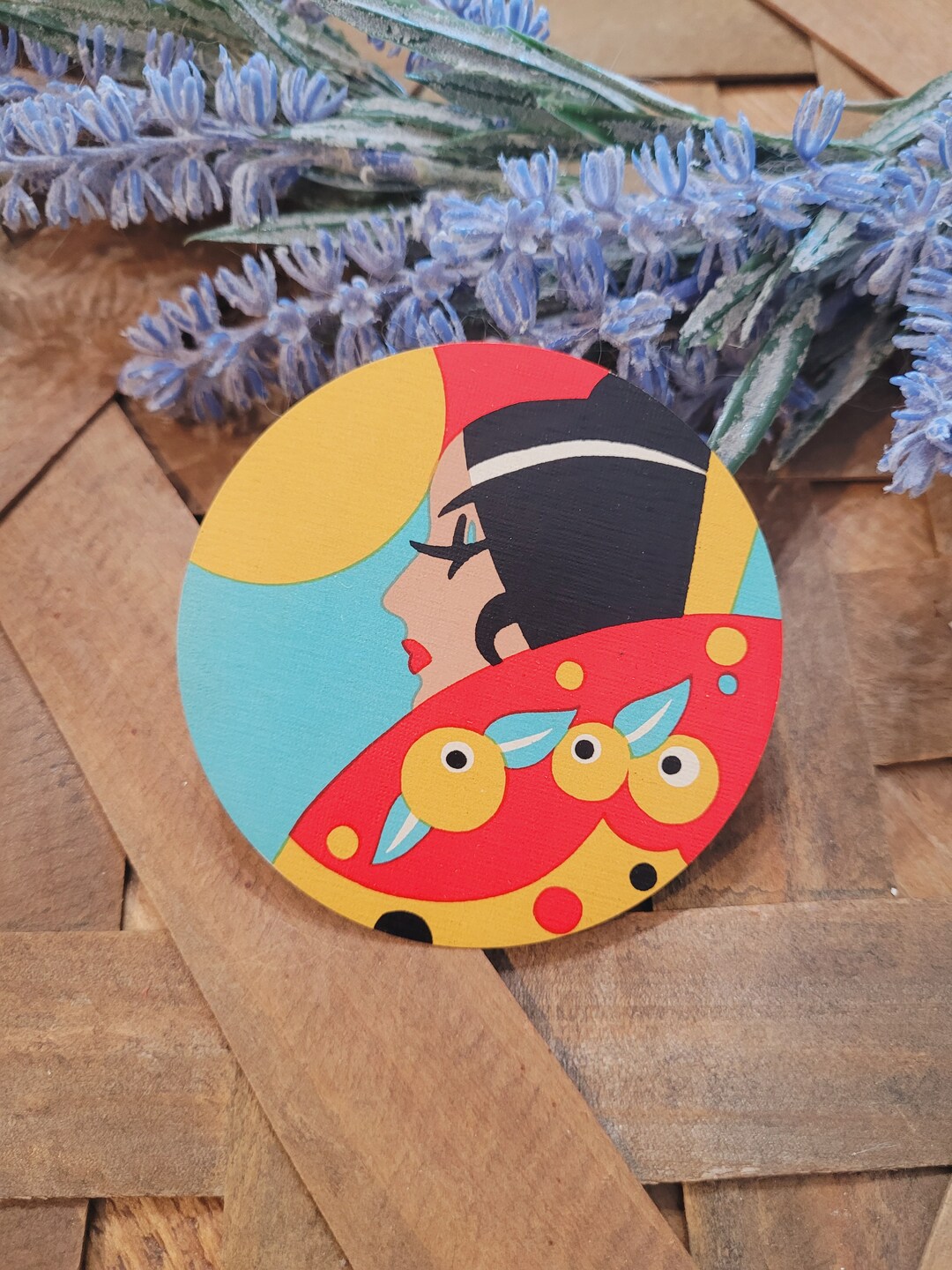 Pair Art Deco Playing Cards, Circular Cards, Lady in Dress, Midcentury ...