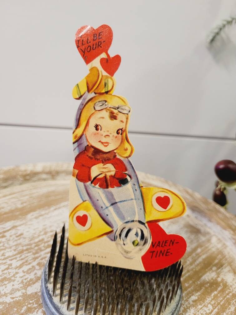 Vintage Airplane Valentine, Aviator Decor, War Valentines, Antique ...