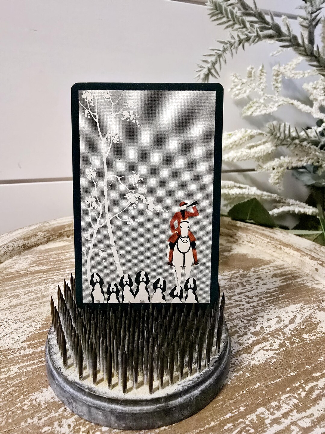 Art Deco Playing Card: Horse & Dog Hunting Scene, Collectible Swap Card ...