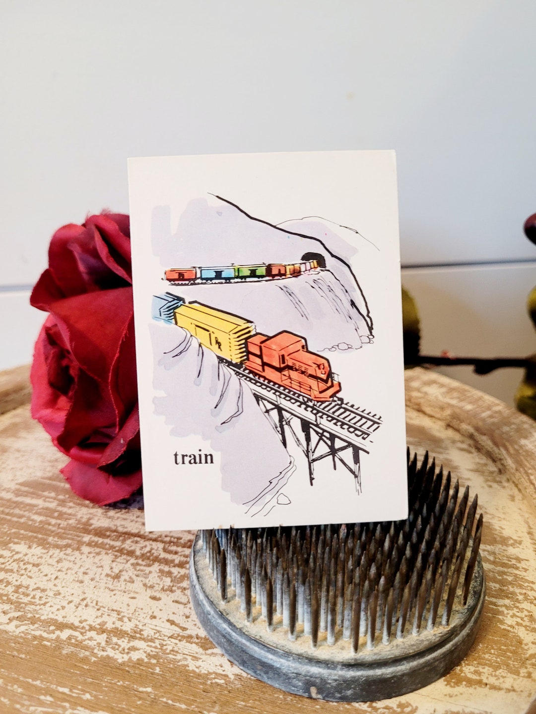 Vintage Train Flash Card, Antique Flashcards, Vintage Ephemera, Junk ...