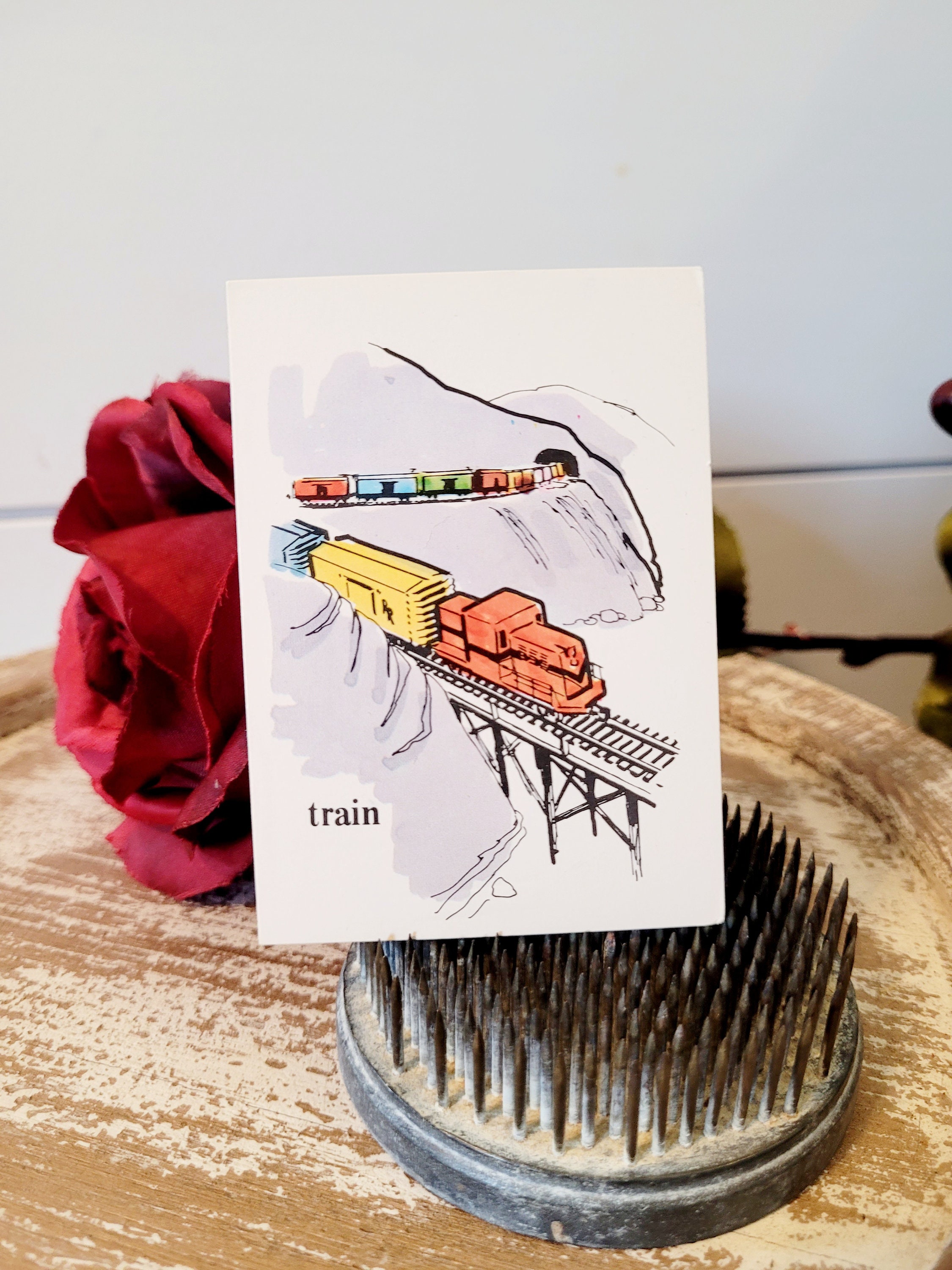 Vintage Train Flash Card Antique Flashcards Vintage - Etsy