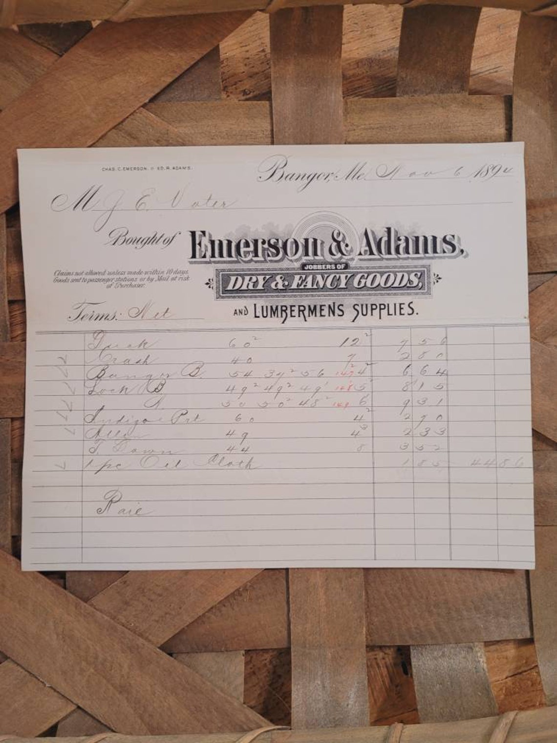 Antique Invoice, Antique Receipt, 1800s Ephemera, Billhead, Letterhead ...