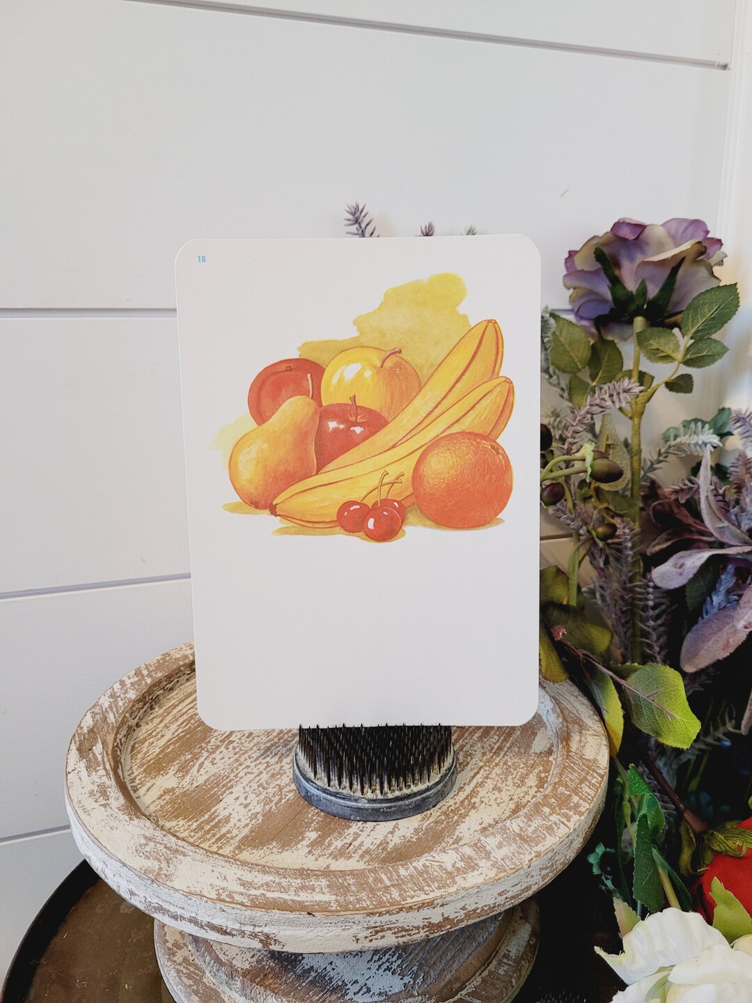 Vintage Fruit Bowl Flash Card, Antique Flashcards, Ephemera, Junk ...