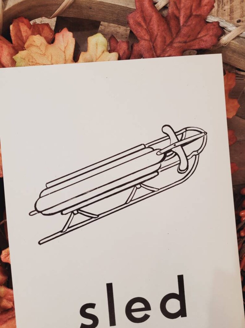Vintage Sled Flash Card Vintage Christmas Winter Snow Decor - Etsy