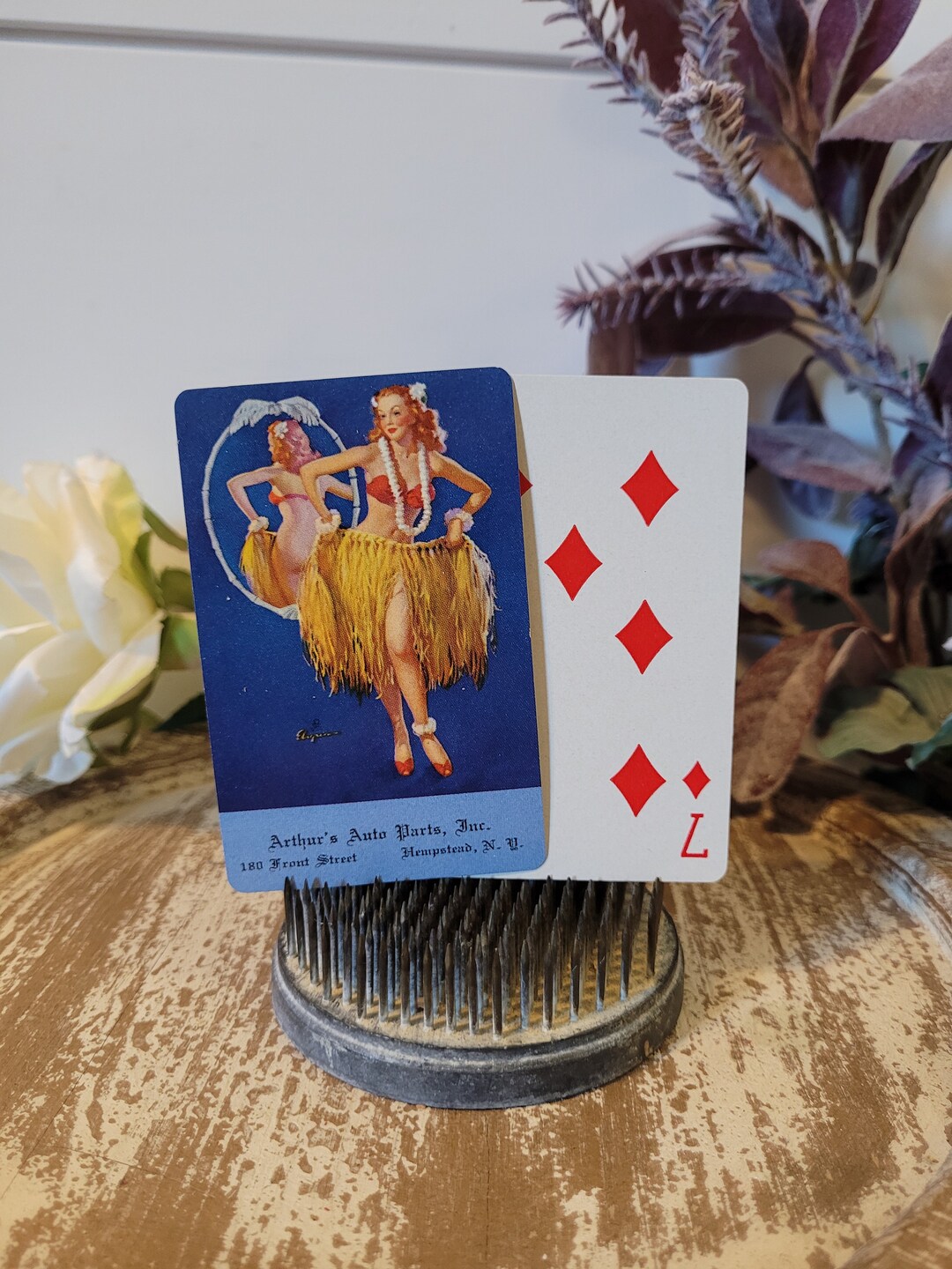 Pair Vintage Pinup Playing Cards, Antique Trade Cards, Swap Cards, Hula ...