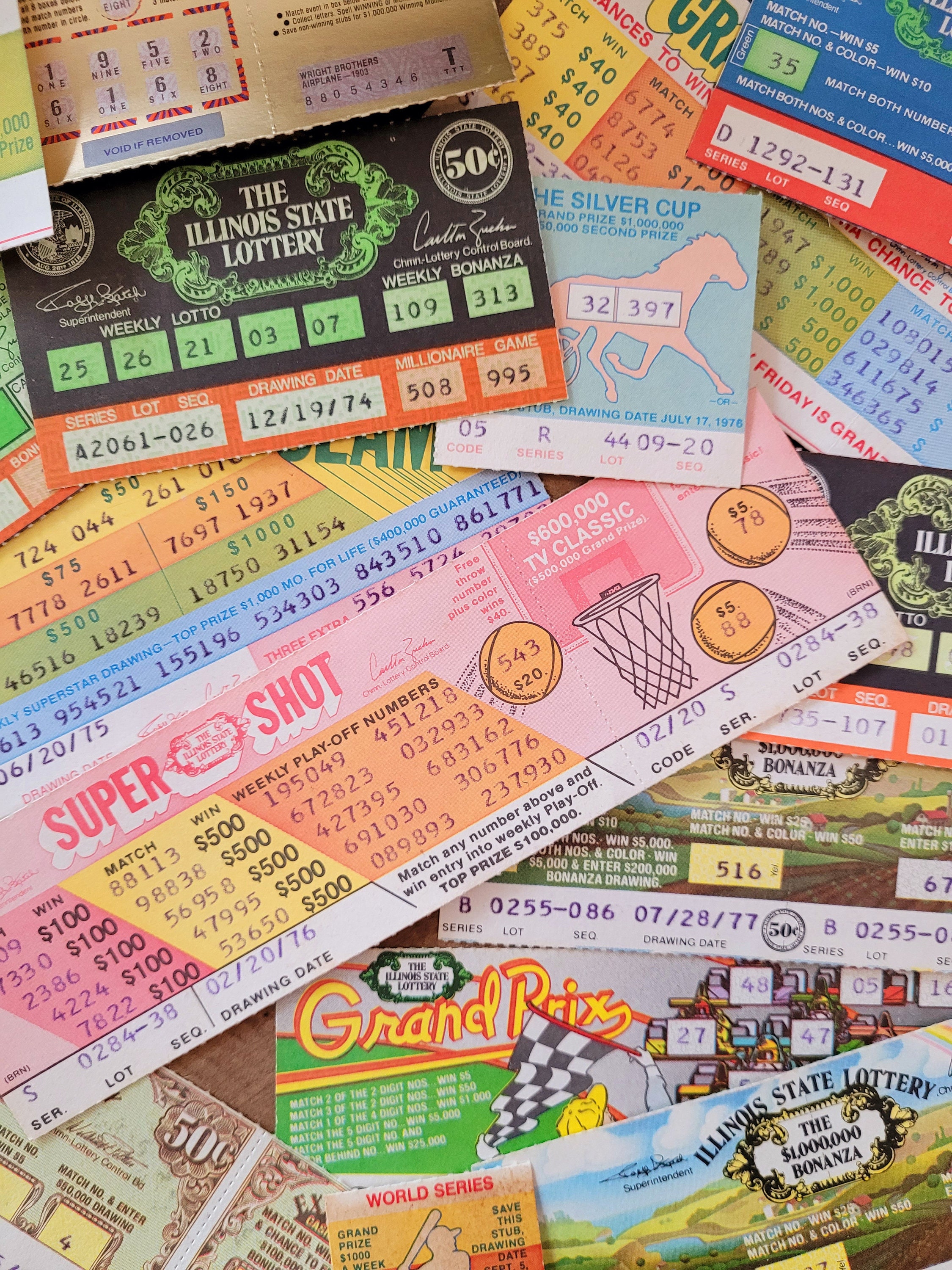 Vintage Lottery Tickets Cards, Mixed Media Assemblage, Altered Art ...