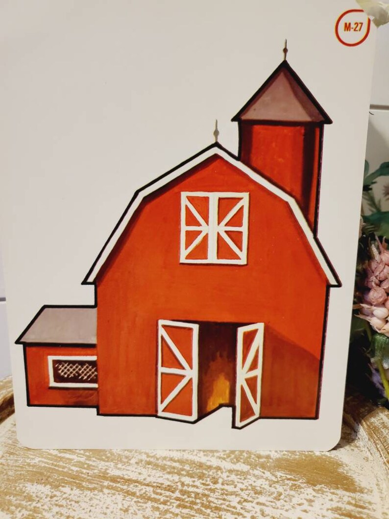 Vintage Barn Flash Card, Country Ranch Decor, Antique Flashcards ...
