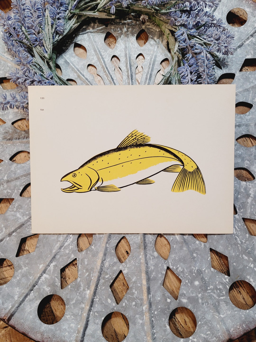 Vintage Fish Flash Card, Mancave Decor, Mixed Media Supplies, Altered ...