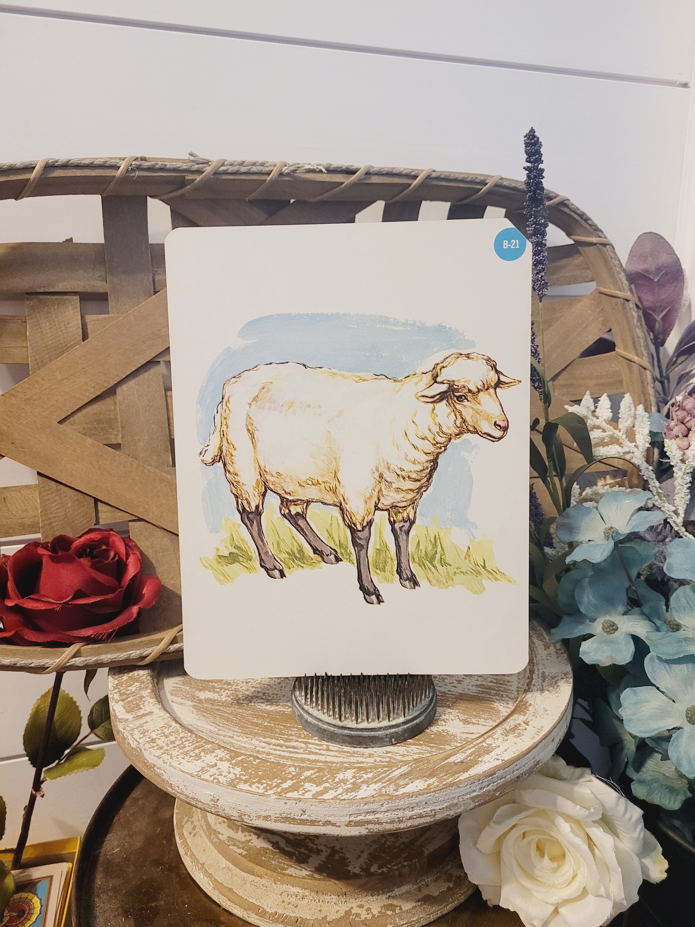 Vintage Sheep Lamb Flash Card, Midcentury, Antique Flashcards, Vintage ...