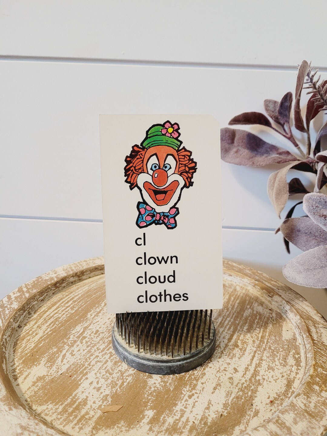 Vintage Creepy Clown Flash Card, Vintage Halloween Decor, Antique ...