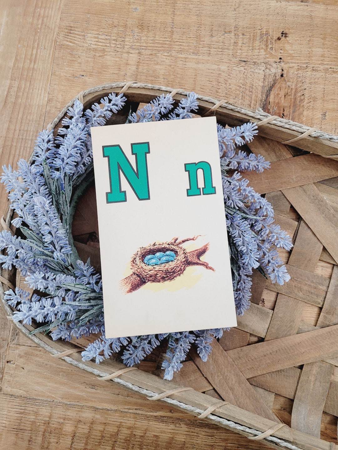 Vintage Bird's Nest Flash Card, Summer Decor, Antique Flashcards ...