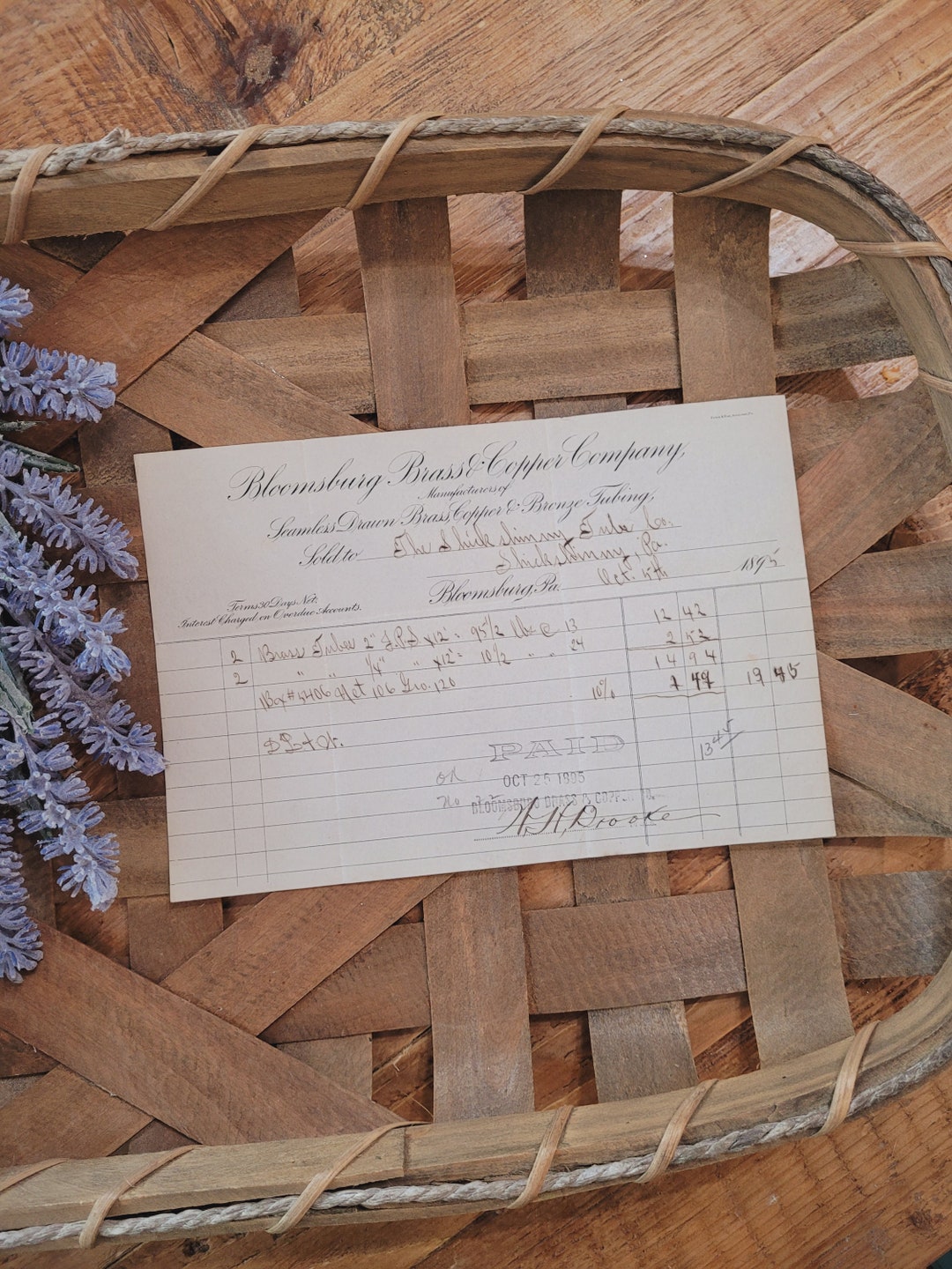 Antique Invoice, Antique Receipt, 1800s Ephemera, Billhead, Letterhead ...