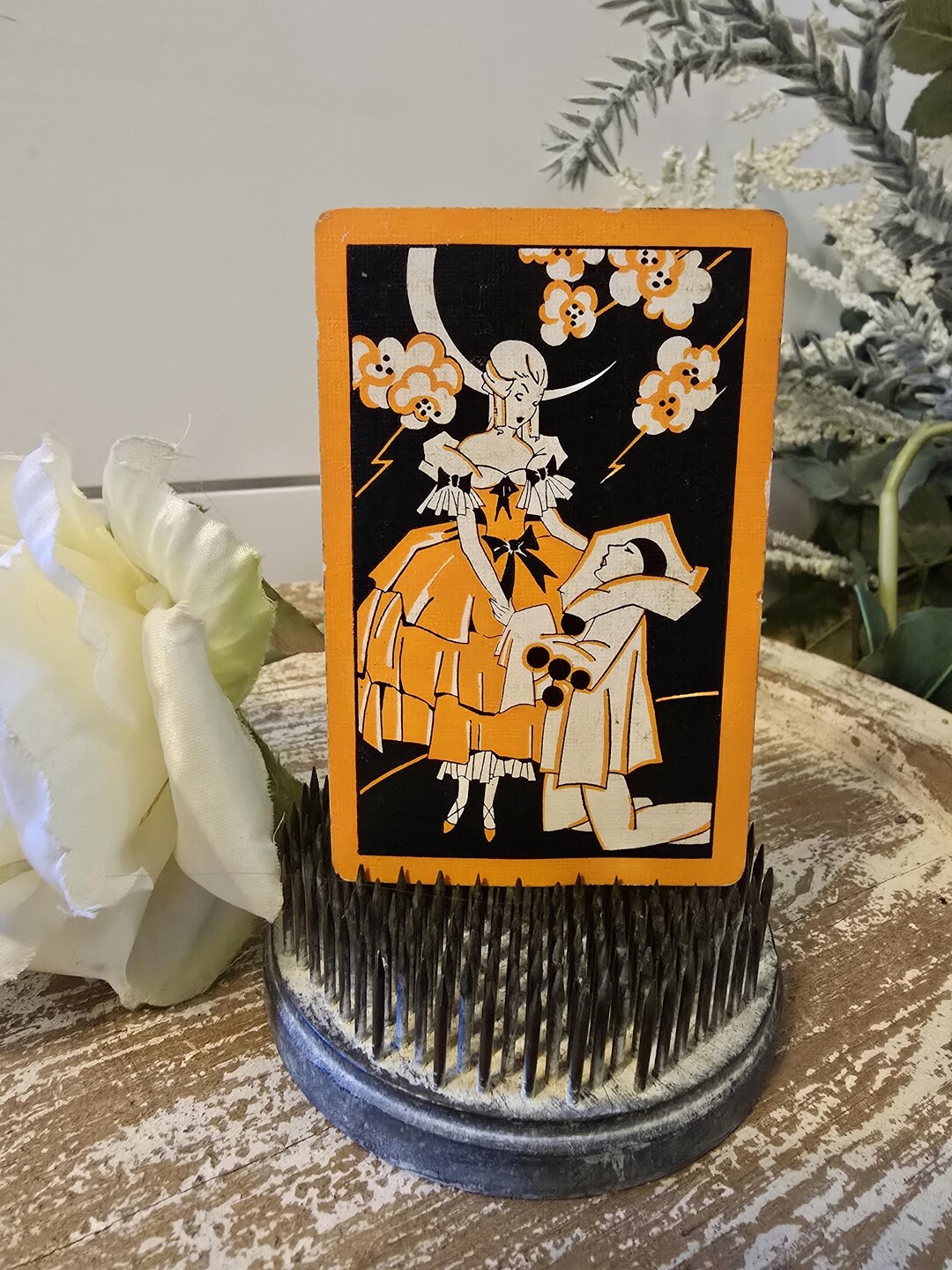 Art Deco Playing Card, Lady in Dress, Silhouette Card, Antique Trade ...