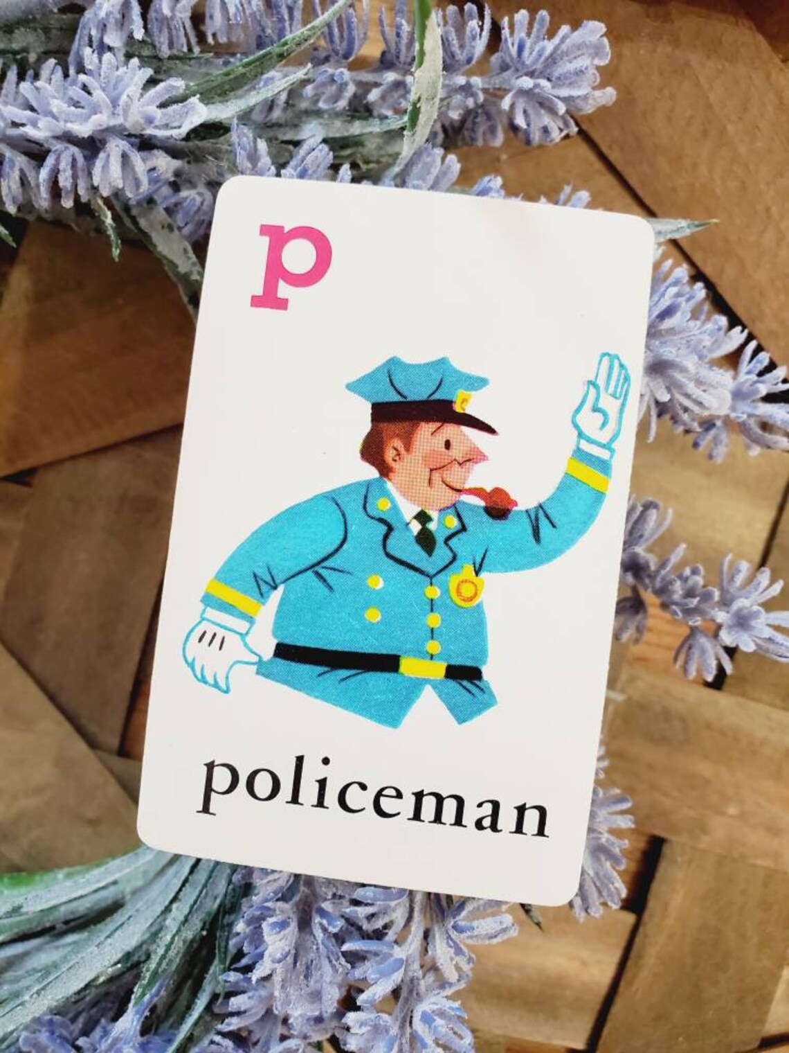 Vintage Policeman Flash Card, Police Decor, Antique Flashcards ...