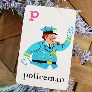 Vintage Policeman Flash Card, Police Decor, Antique Flashcards ...