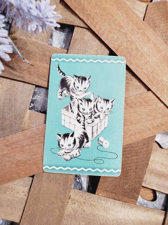 Midcentury Rare Cat Kitten Playing Cards Antique Trade Cards | Etsy