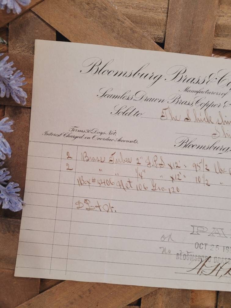 Antique Invoice, Antique Receipt, 1800s Ephemera, Billhead, Letterhead ...