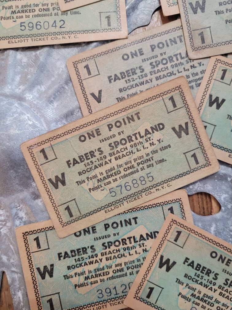 Set of 2 Arcade Tickets, Rare Coney Island Tickets, Farber's Sportland ...