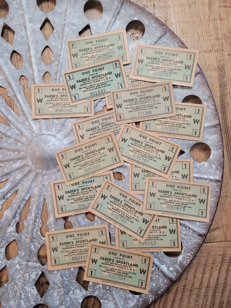 Set of 2 Arcade Tickets, Rare Coney Island Tickets, Farber's Sportland ...
