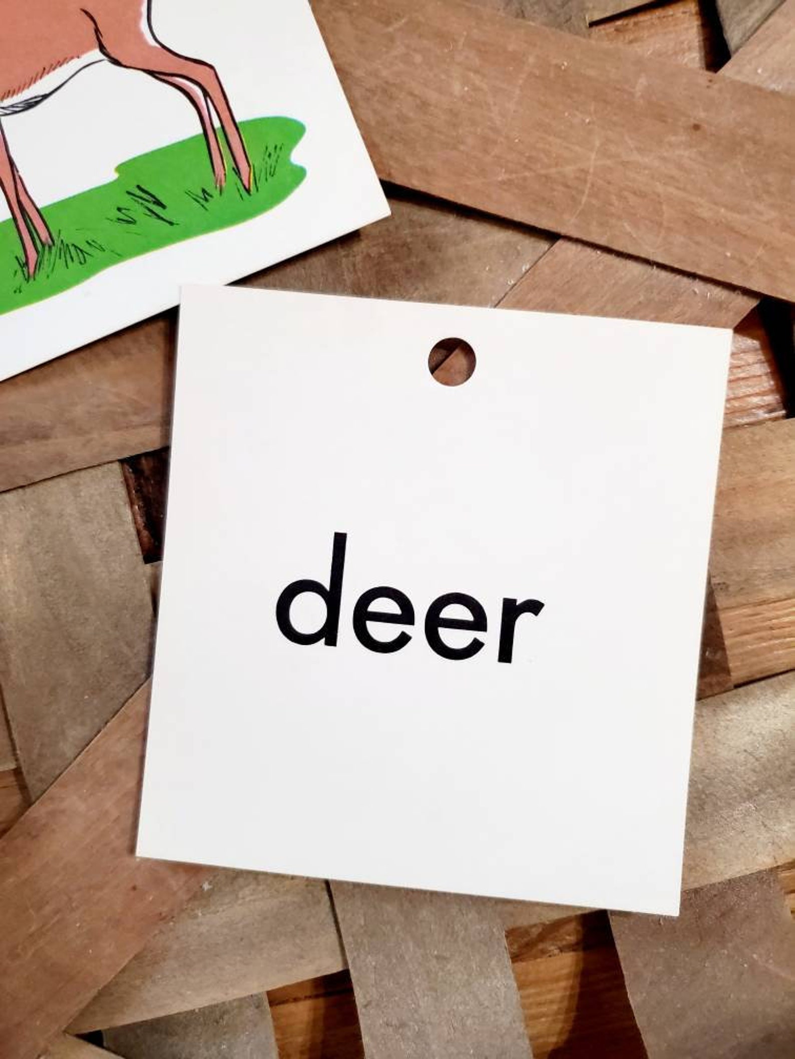 Vintage Deer Flash Cards, Christmas Reindeer Decor, Antique Flashcards ...