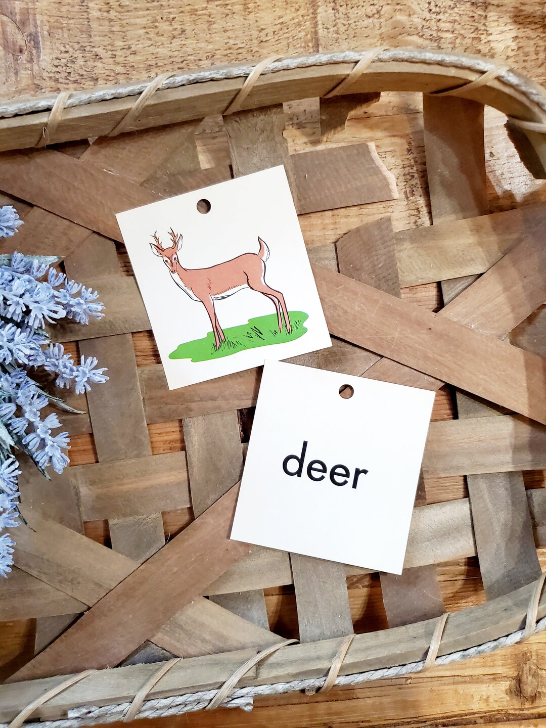 Vintage Deer Flash Cards, Christmas Reindeer Decor, Antique Flashcards ...