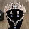 Light Green Bridal Crown Set: Gold Wedding Hair Jewelry - Etsy