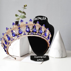 Blue Opal Bridal Tiara and Jewelry Ensemble - Luxurious Baby Blue Crown ...