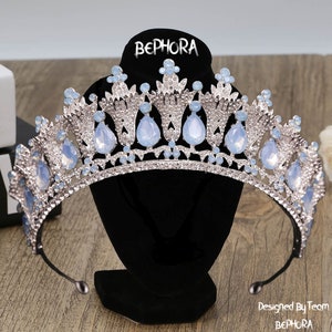 Blue Opal Bridal Tiara and Jewelry Ensemble - Luxurious Baby Blue Crown ...