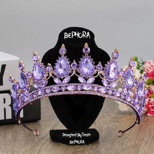 Purple Baroque Crystal Bridal Tiara - Quinceanera Crown, Lavender Tiara ...