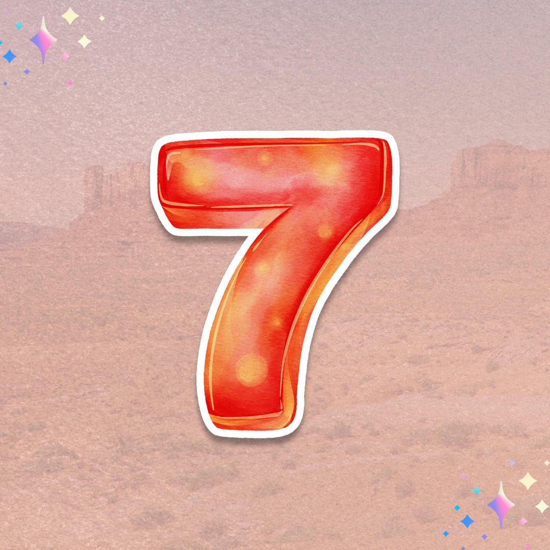 Number Seven Sticker | Red Lantern Style Decal | Lucky Number Vinyl Art ...
