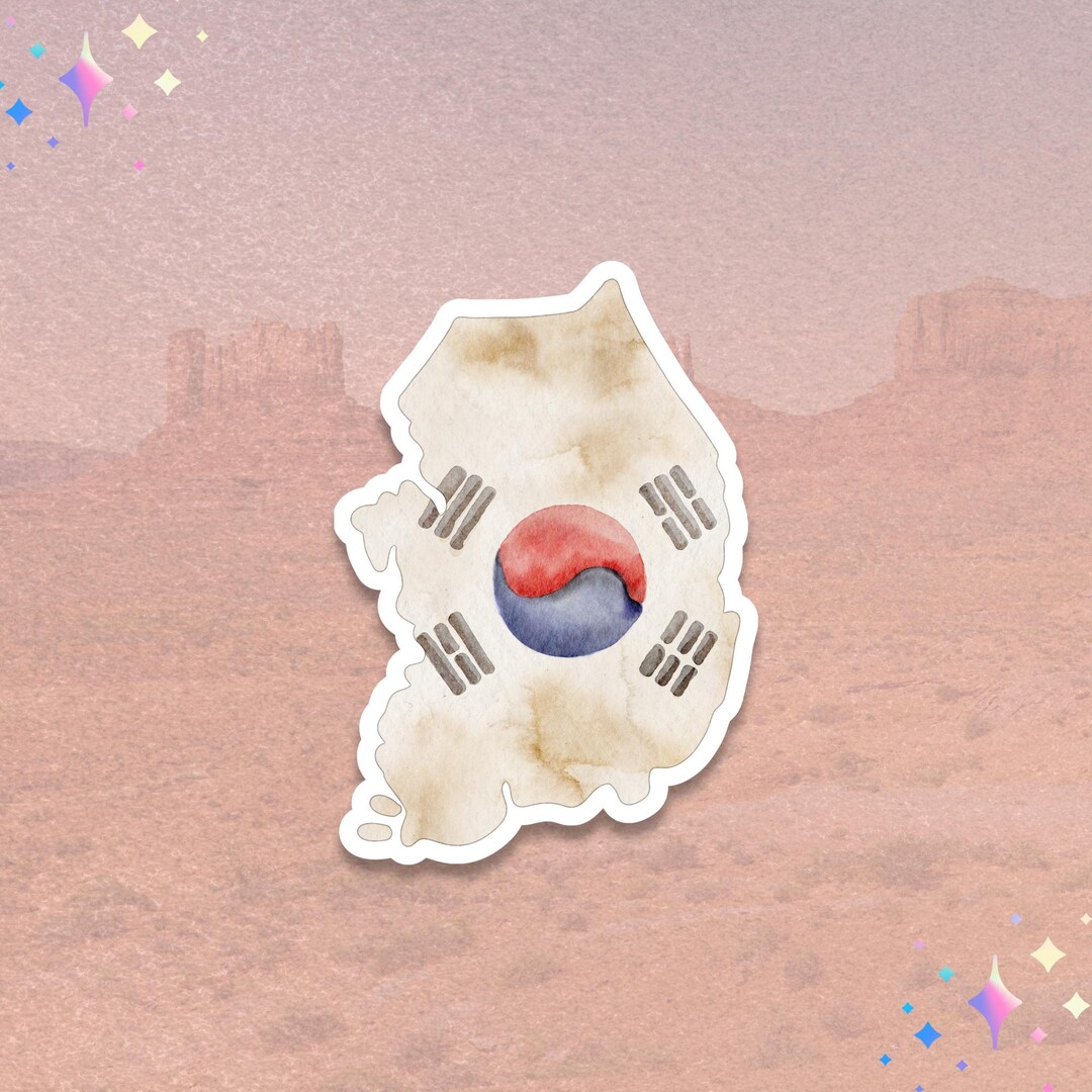 South Korea Map Sticker | Country Flag Vinyl Decal - Etsy