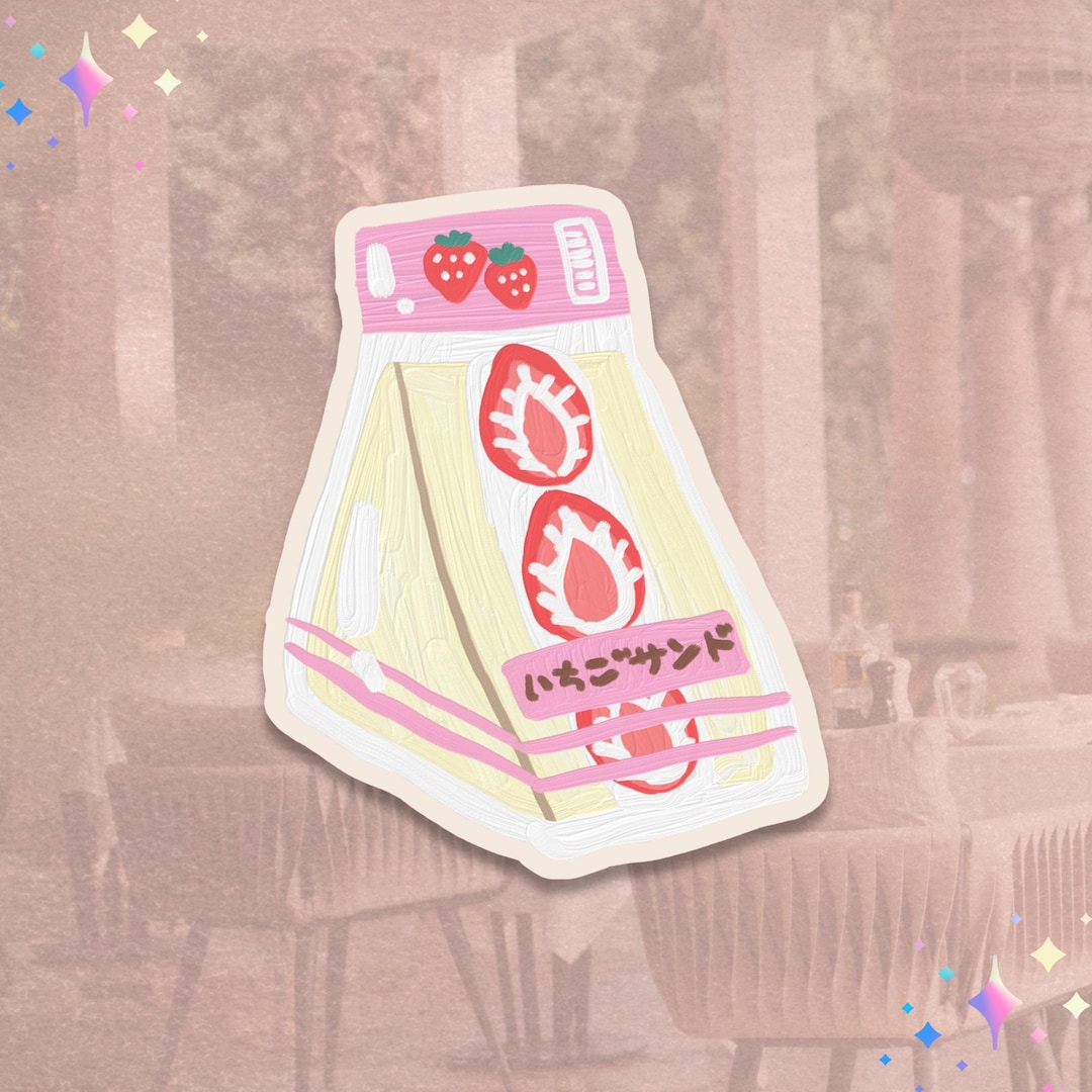 Strawberry Sando Sticker, Japanese Strawberry Sando Sticker for Laptop ...