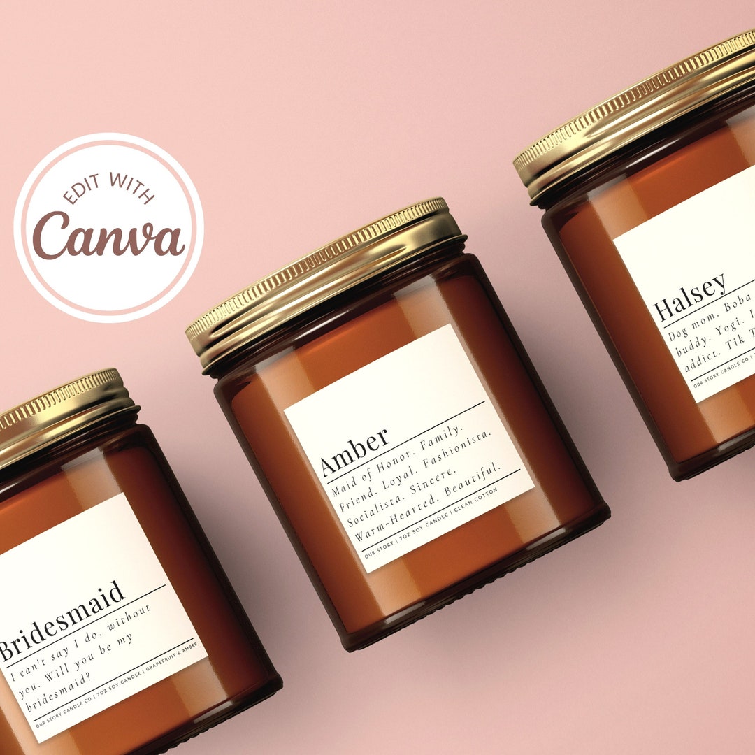 Personalized Name Candle Label Template, Editable Labels, Printable ...