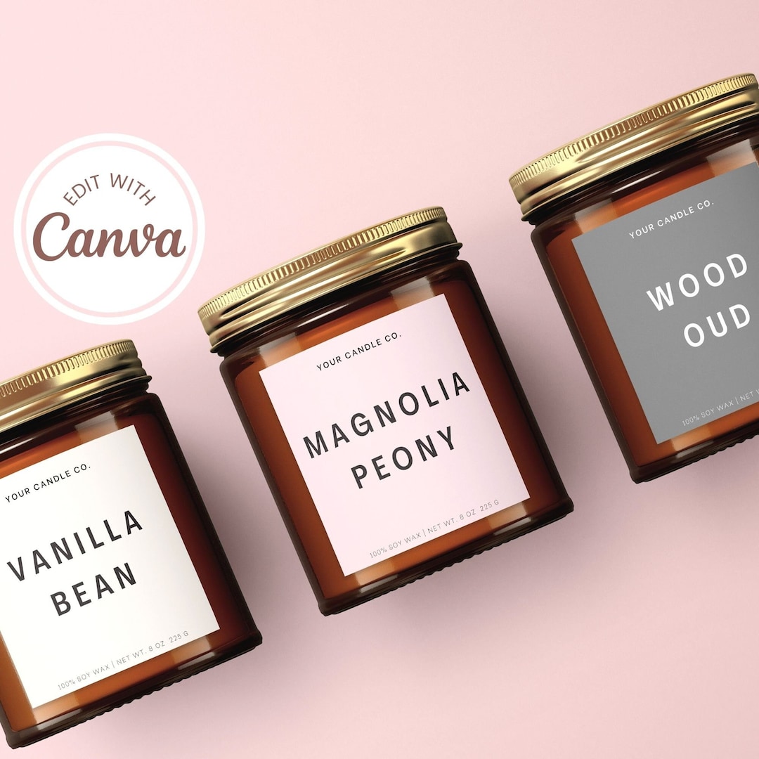 Rustic Minimalist Candle Label Template, Editable Candle Template ...