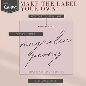 Calligraphy Candle Label Template Editable Labels Printable - Etsy
