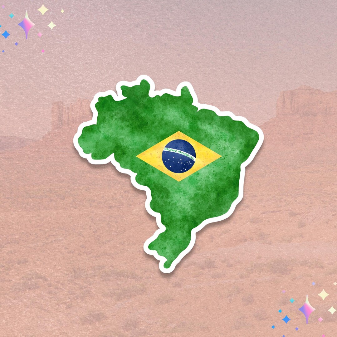 Brazil Map Sticker | Country Flag Vinyl Decal - Etsy