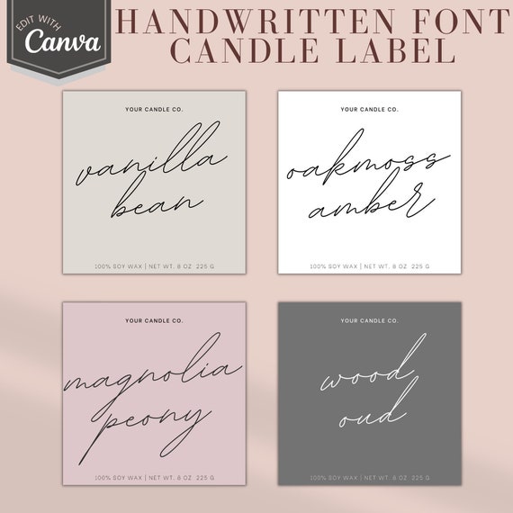 Calligraphy Candle Label Template Editable Labels Printable - Etsy