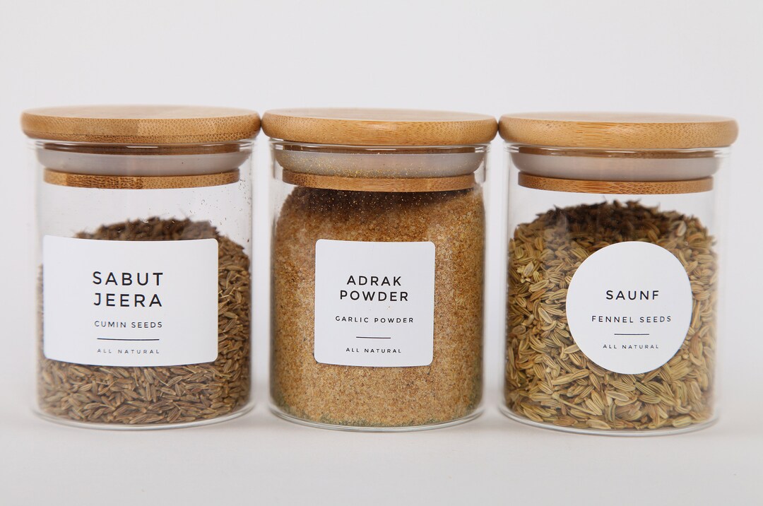 40 X Minimal Asian Spice Label Selection - Durable Oil / Waterproof ...